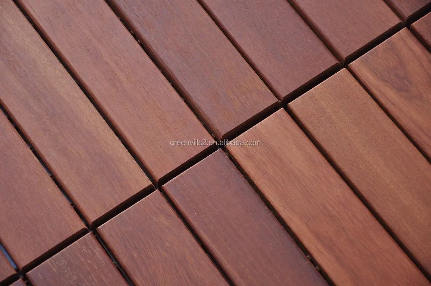 Interlocking Outdoor Decking Kayu Dek Taman Solid Kempas Lantai Kayu ...