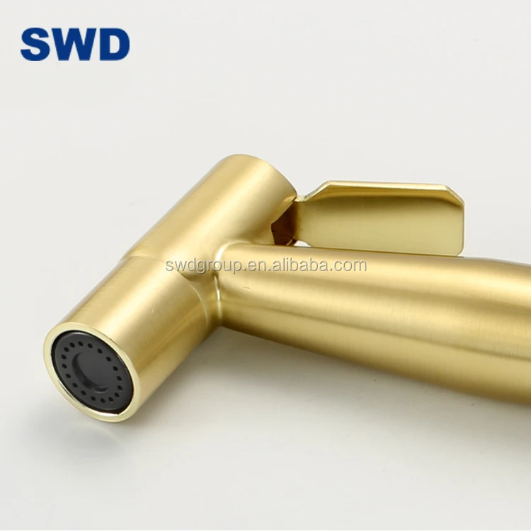 Golden Stainless Steel Toilet Bathroom Bidet Sprayer Gun Gold Flex Hose ...