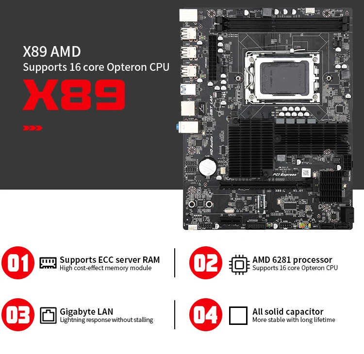 X89 Amd 970 Chipset Motherboard With Cpu Cooler Support Amd G34 Cpu ...
