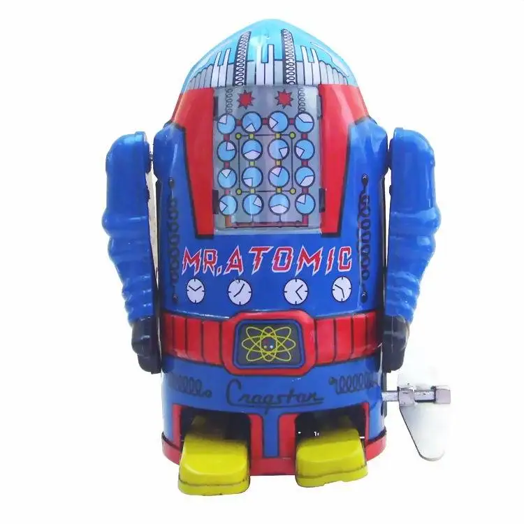 Wind Up Tin Toy Mr Atomic Robot Silver Cragstan Vintage Metal ...