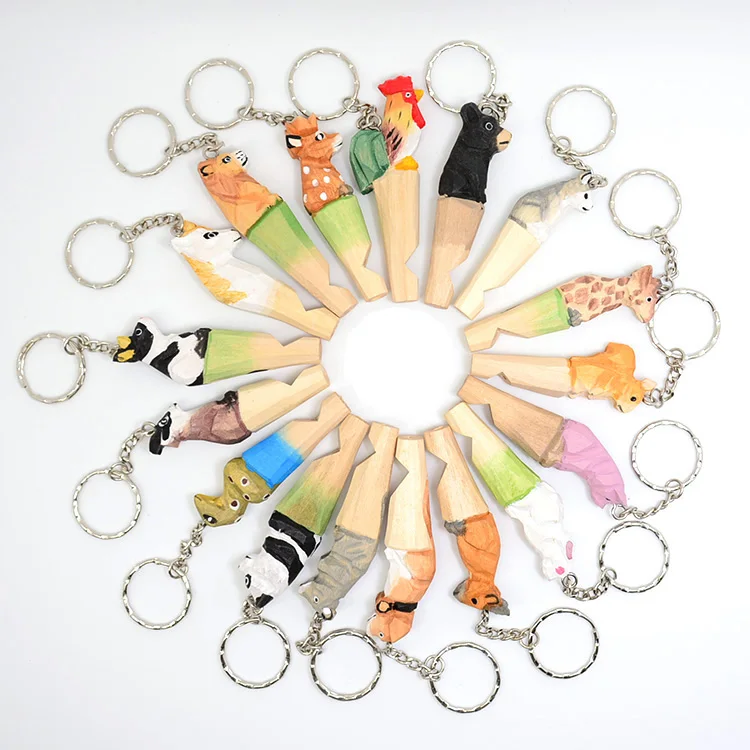 Wooden Carvings High Quality Creative Animal Keychain Horse Dolphin ...