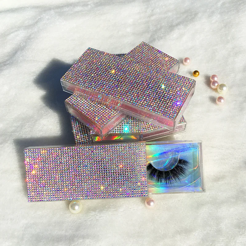 Glitter Lash Box Rectangle Plastic Lash Case For 25mm Mink Eyelashes ...