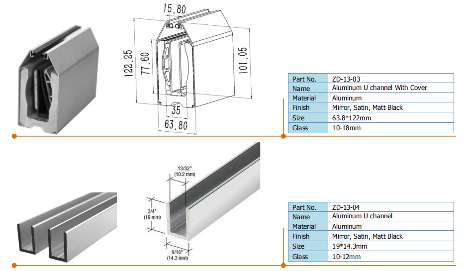Zd Glass Railing Balustrade Modern Design U Shape Channel - Buy Modern ...