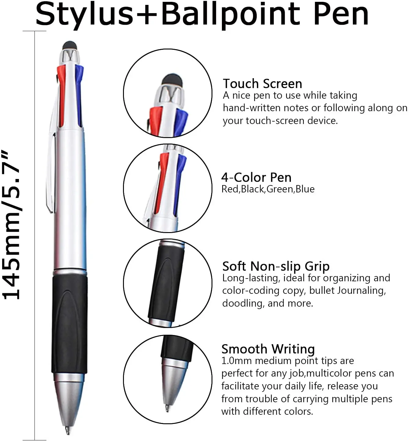 Custom 4 Color Pen in One - Multi-Colored Ballpoint Pen