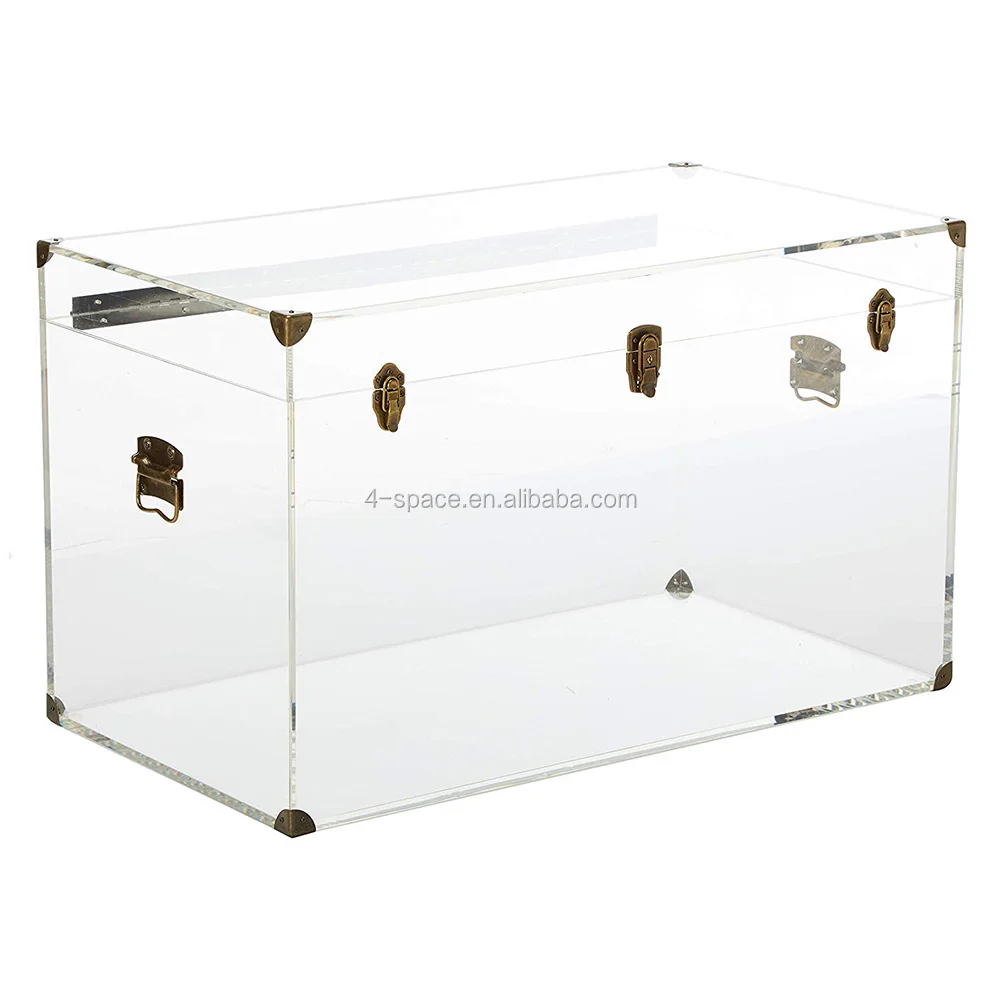 Luxury Customized Lucite Gold Studded Case Table Top Large Clear ...