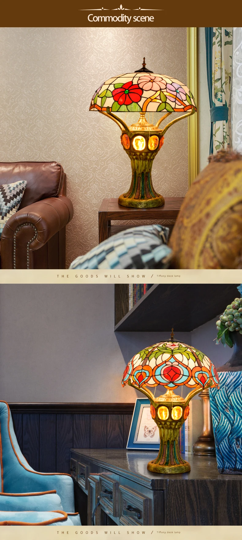 Tiffany Lamps Stained Glass Tall Shade Table Lighting Style 20 Inch ...