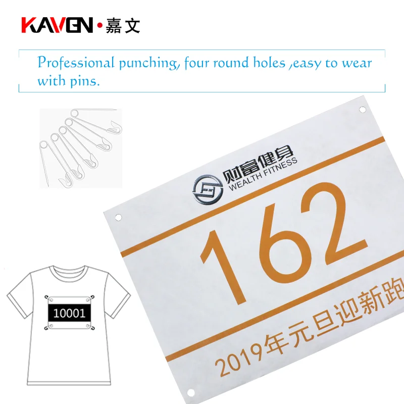 Grosir tahan air Tyvek kertas maraton balap Bib lari nomor gelang ...