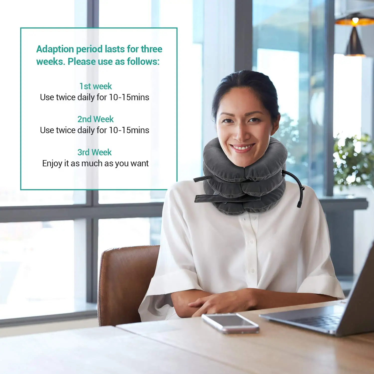 Air Neck Traction Relive Pain Cervical Collar Device Inflatable Neck ...