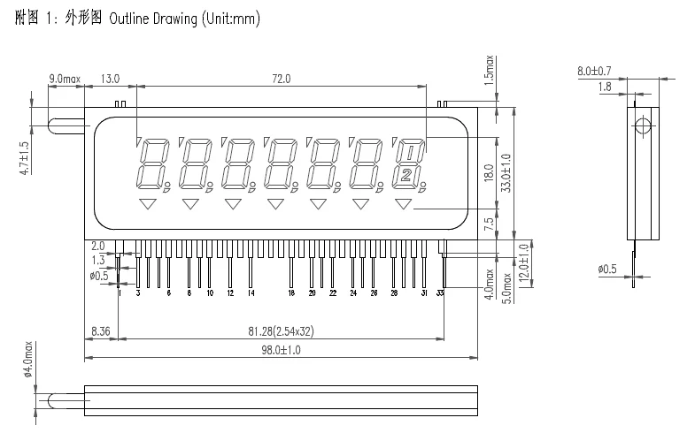 Vacuum Fluorescent Display For Alpha-numeric 07ms18 Vfd33-0701a Vfd ...