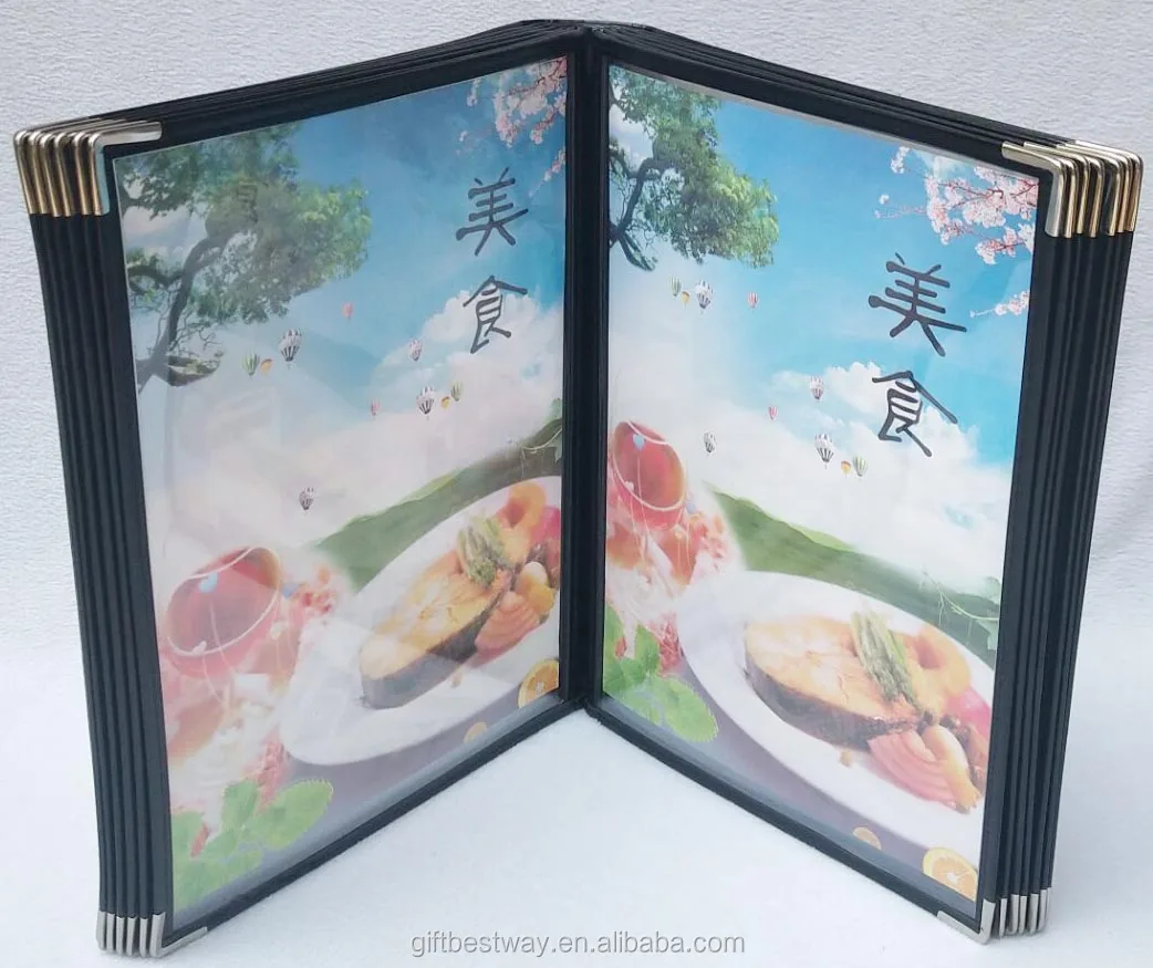 8 Pages A4 PVC Menu Holder - Durable Plastic Menu Covers