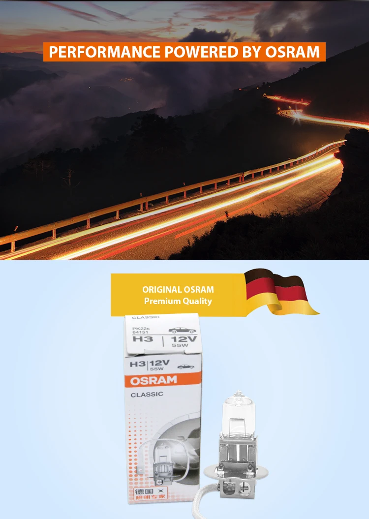 H3 Bulb 64151 OSRAM 12V 55W for Toyota Headlights - Original Line