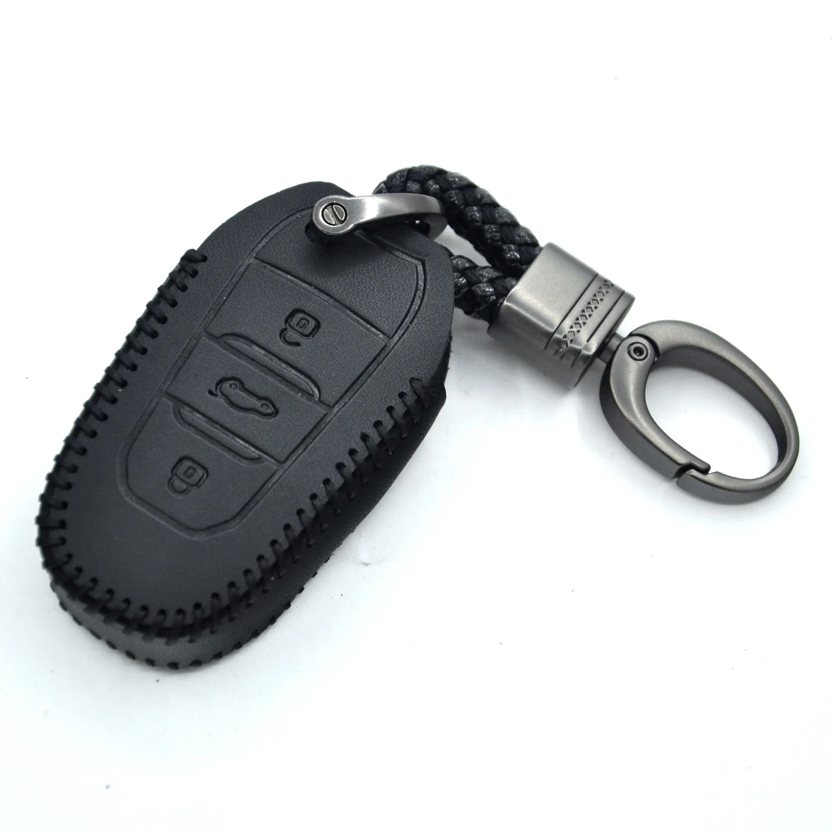Genuine Leather Car Key Cover Fob Case For Citroen Smart Remote Car Key ...
