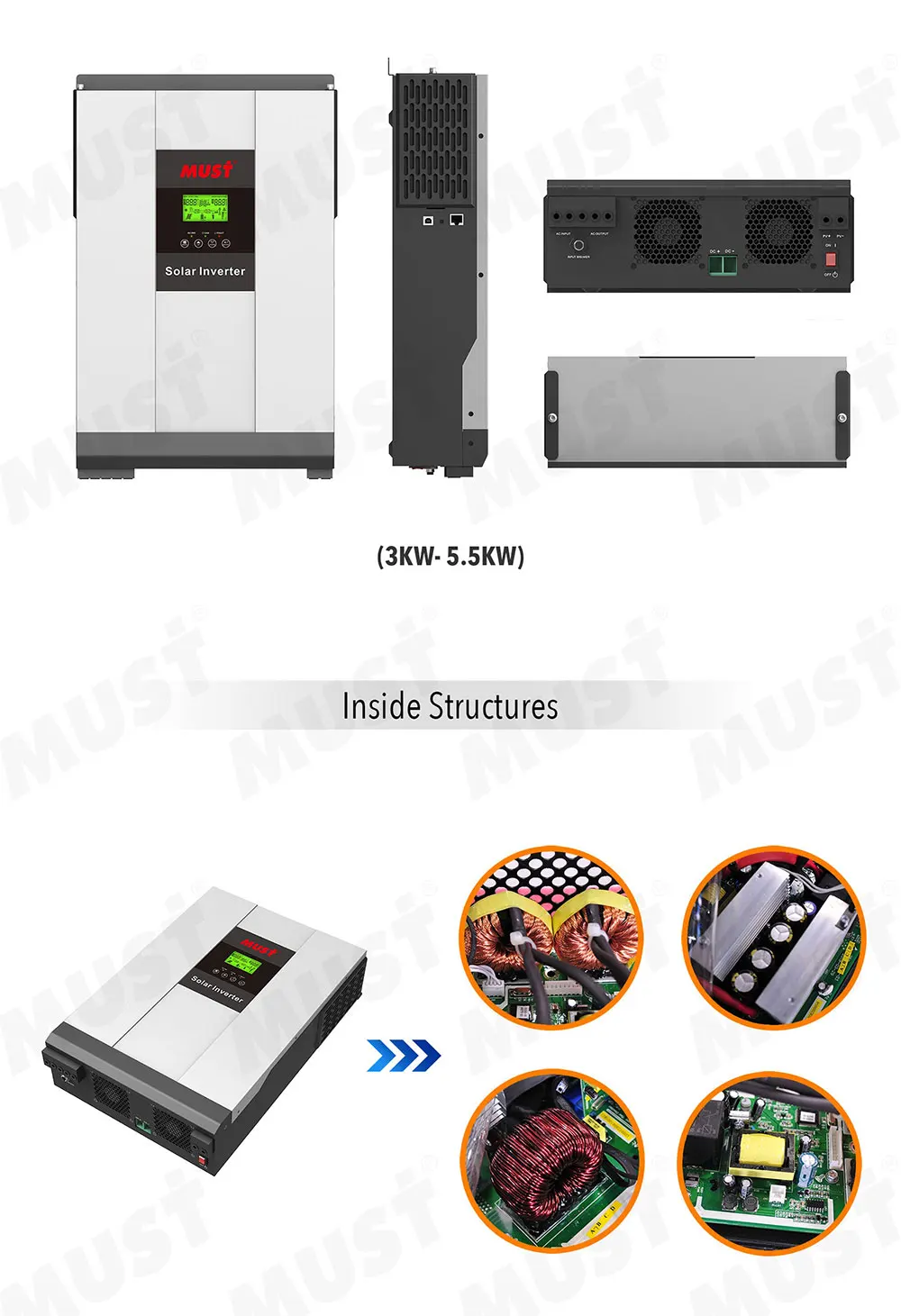 Must High Frequency 24v 48v 2kva 3kva 4kva 5kva 6kva Solar Inverter Off ...