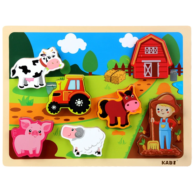 Hot Sale Wooden Animal Jigsaw Baby Play Mat Super Big Farm 3d Puzzle ...