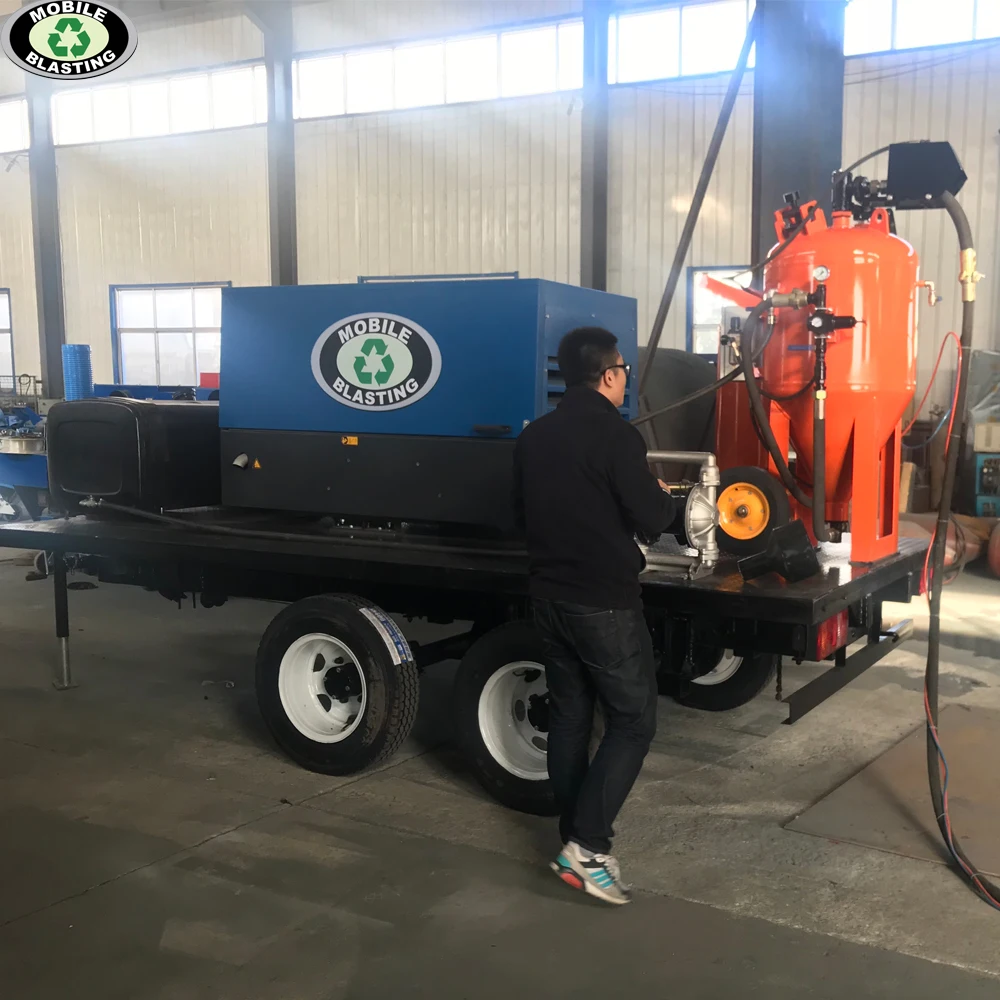 Mobile Wet Sand Dustless Blasting with Trailer Equipment