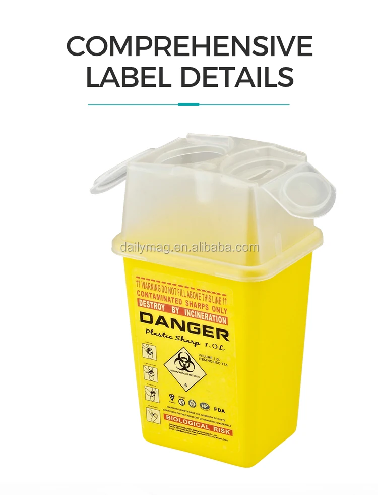 Sharps Container,1l Container Bin Tattoo Medical Biohazard Piercing ...