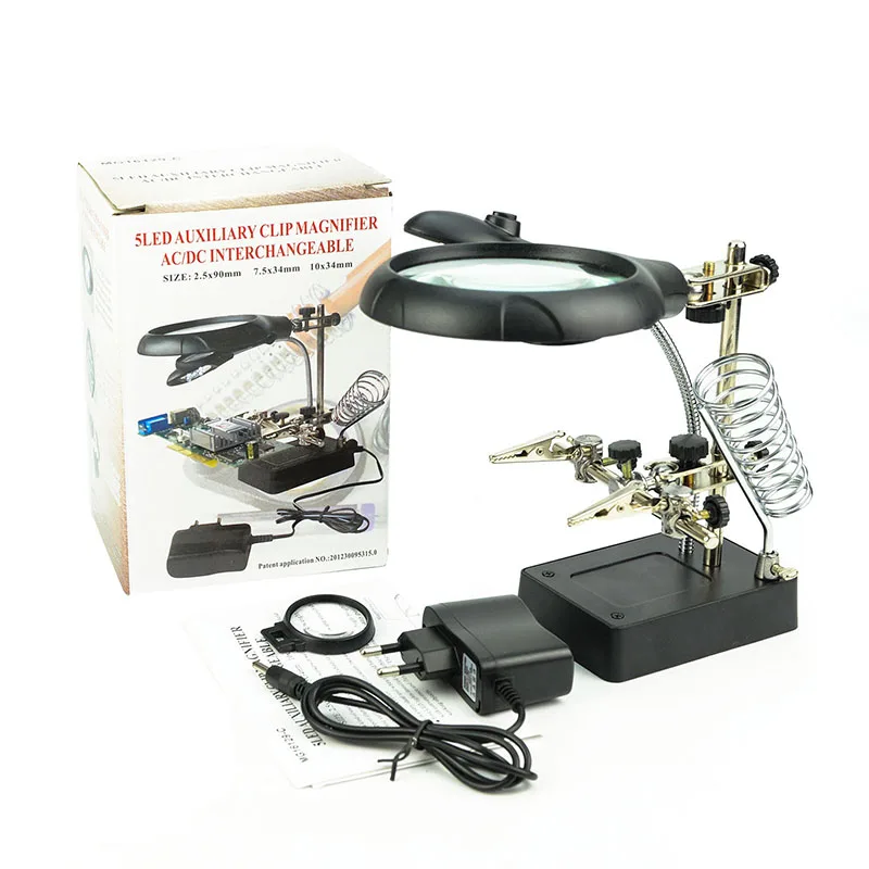 Welding Magnifying Glass with 5 LEDs, 3-in-1 Clip Holder and Multi ...