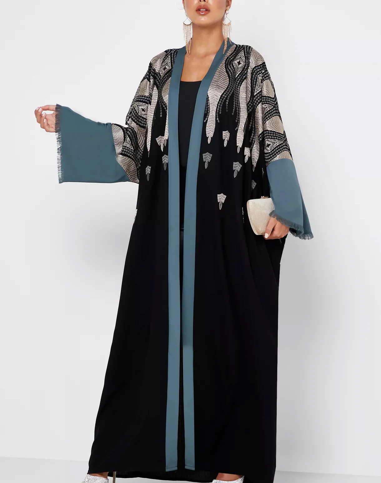 2021 Summer New Arrival Women Colorblock Embroidered Abaya - Buy New ...