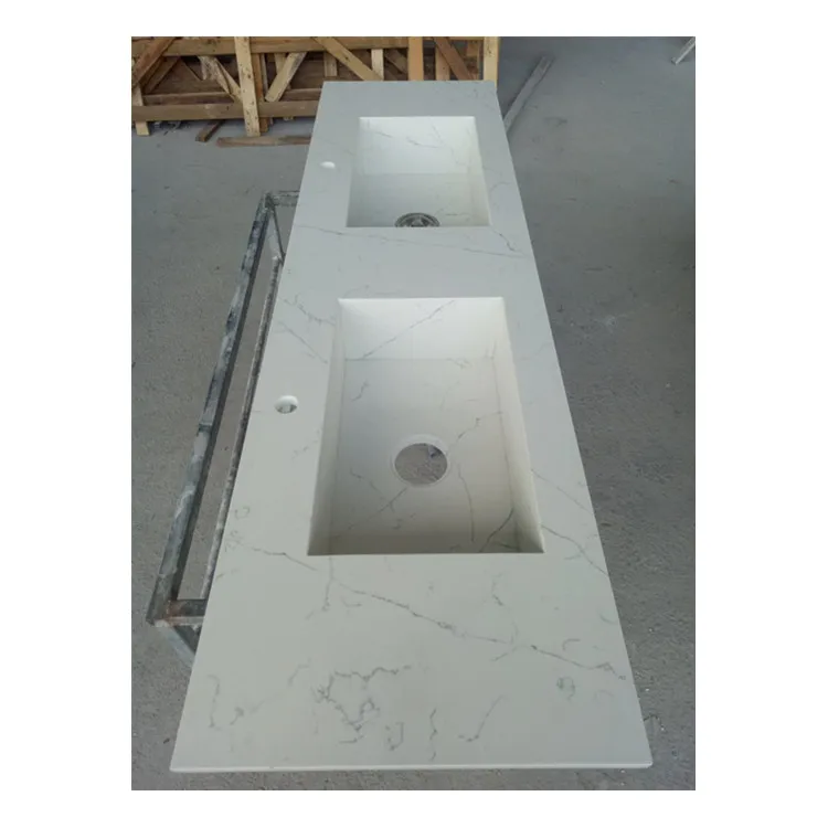One Piece Integrated Quartz Stone Bathroom Vanity Sink