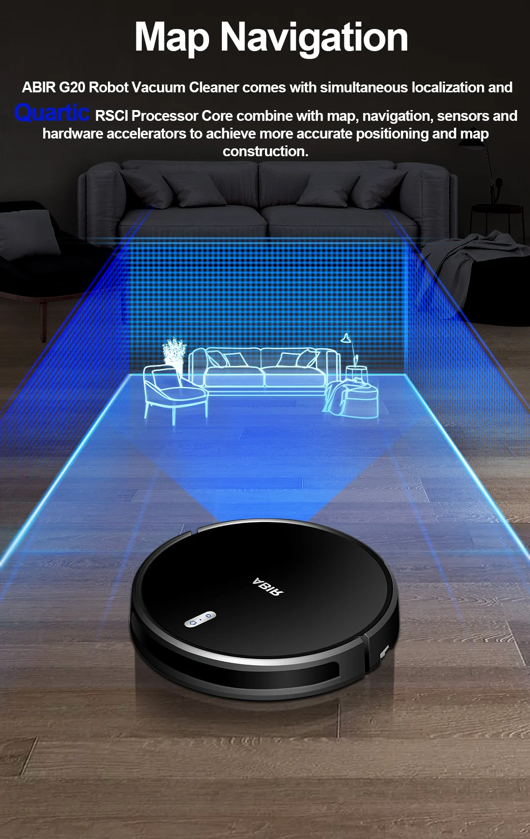 ABIR G20 Smart Robot Vacuum Cleaner - Efficient & App-controlled