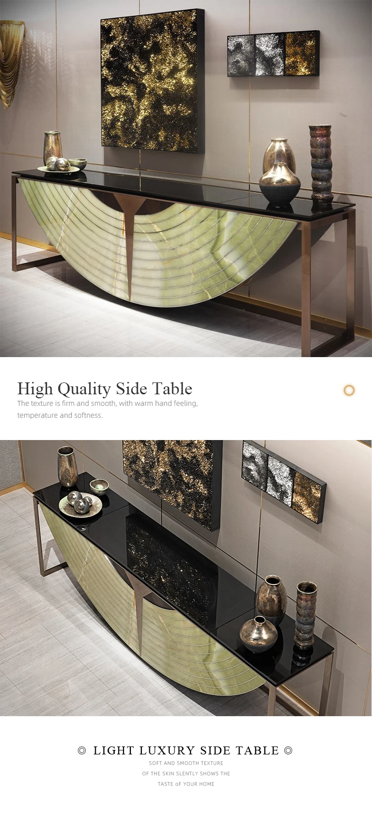 Luxury Glass Top Hallway Corner Console Table - Dirani