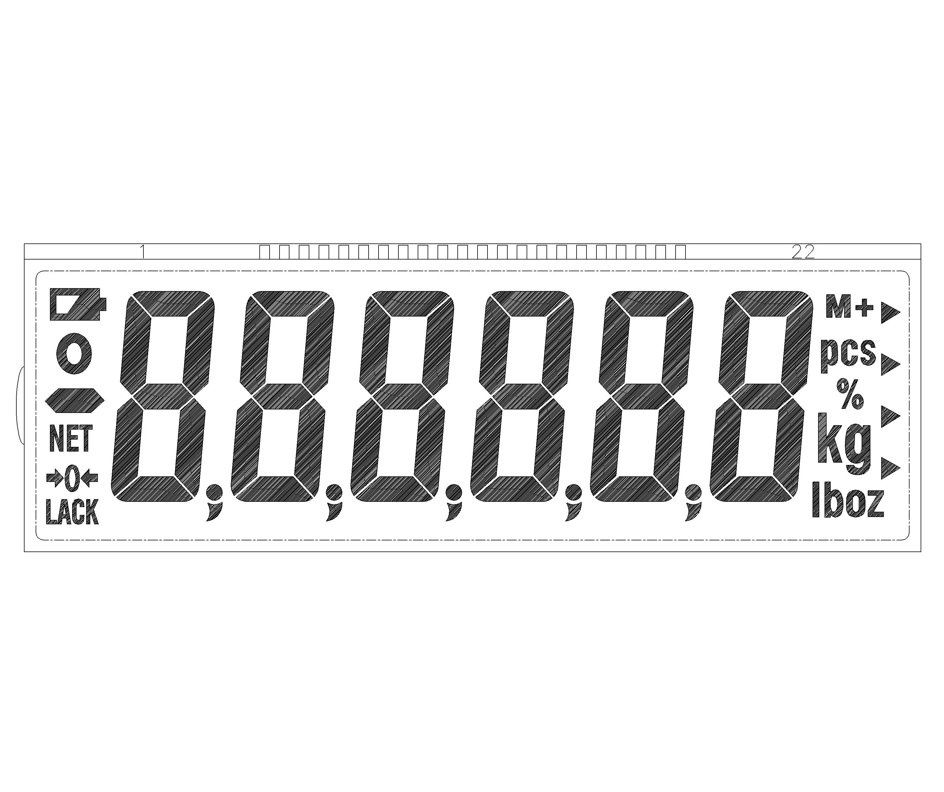 6-Digit LCD Transparent Display Scale 3.3V - OEM | Wholesale