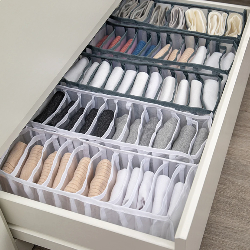 7 Grid Household Plastic Underwear Storage Box With Mark Closet
