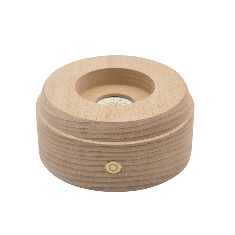 Wholesale Rgb Led Light Base Usb Lithium Battery Round Beech Wood Base ...