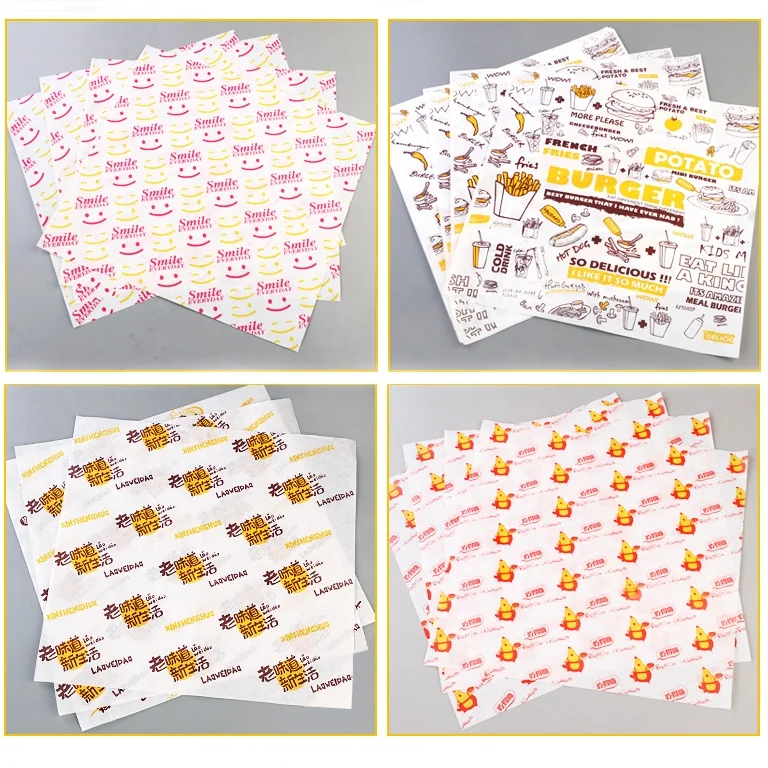 Paraffin Waxed Paper Hamburger Custom Printed Wrapping