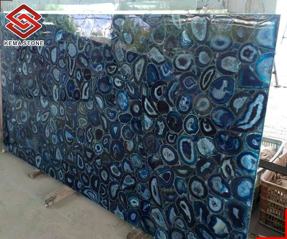 Wholesales Translucent Brazil Blue Agate Stone Slabs