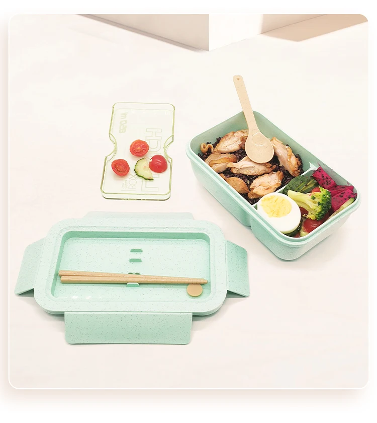 Insulated Wheat Straw School Lunch Bento Box Set For Kids Bpa Free Kids ...