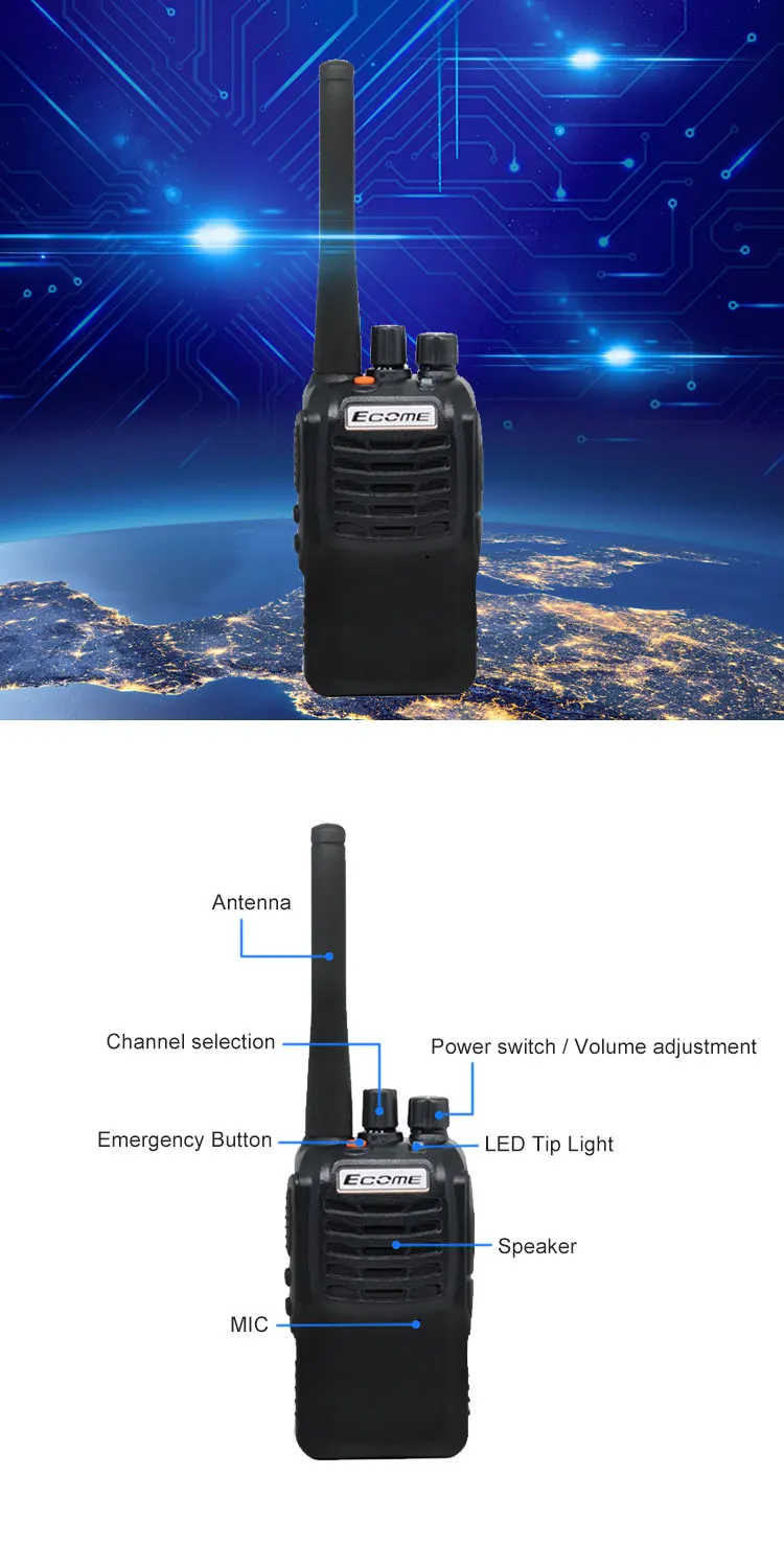 Long Range Wireless Woki Toki Ecome Et-518 Small Uhf Vhf Walkie-talkie ...