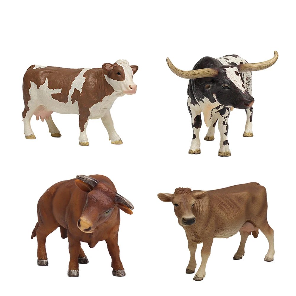 High Simulation Cattle Play Set - Hand Painted Toy Plastic Cows for ...