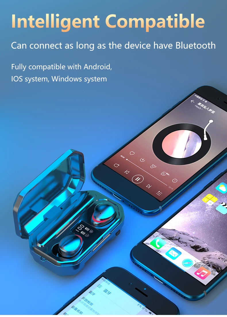 2020 Wireless Earbuds M15 Earphones Led Touch Control True Wireless ...