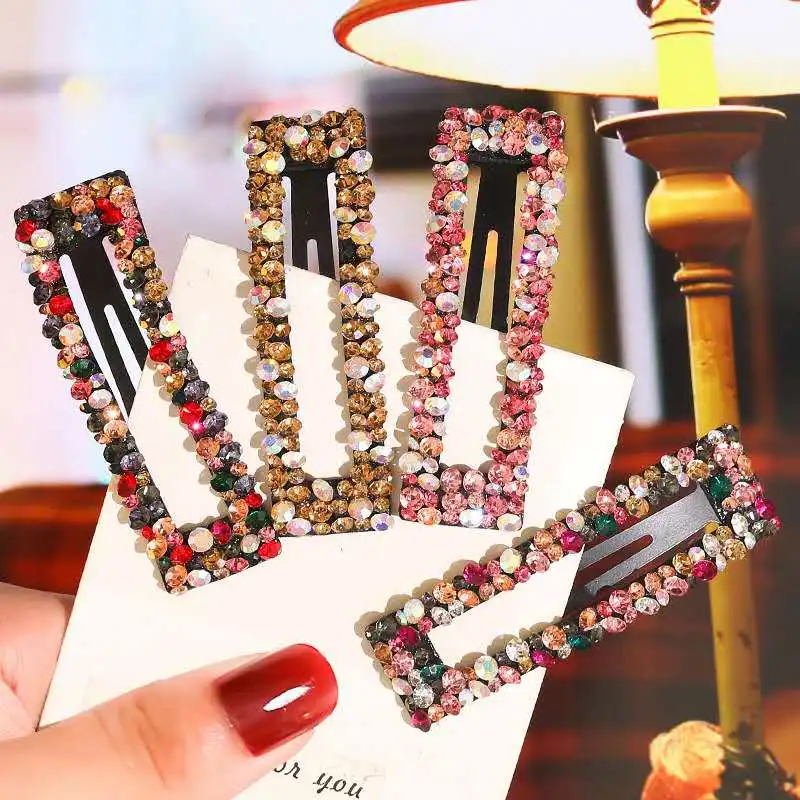 Multicolor Rhinestone Hair Clips Sparking Shiny Colorful Crystal Beads ...
