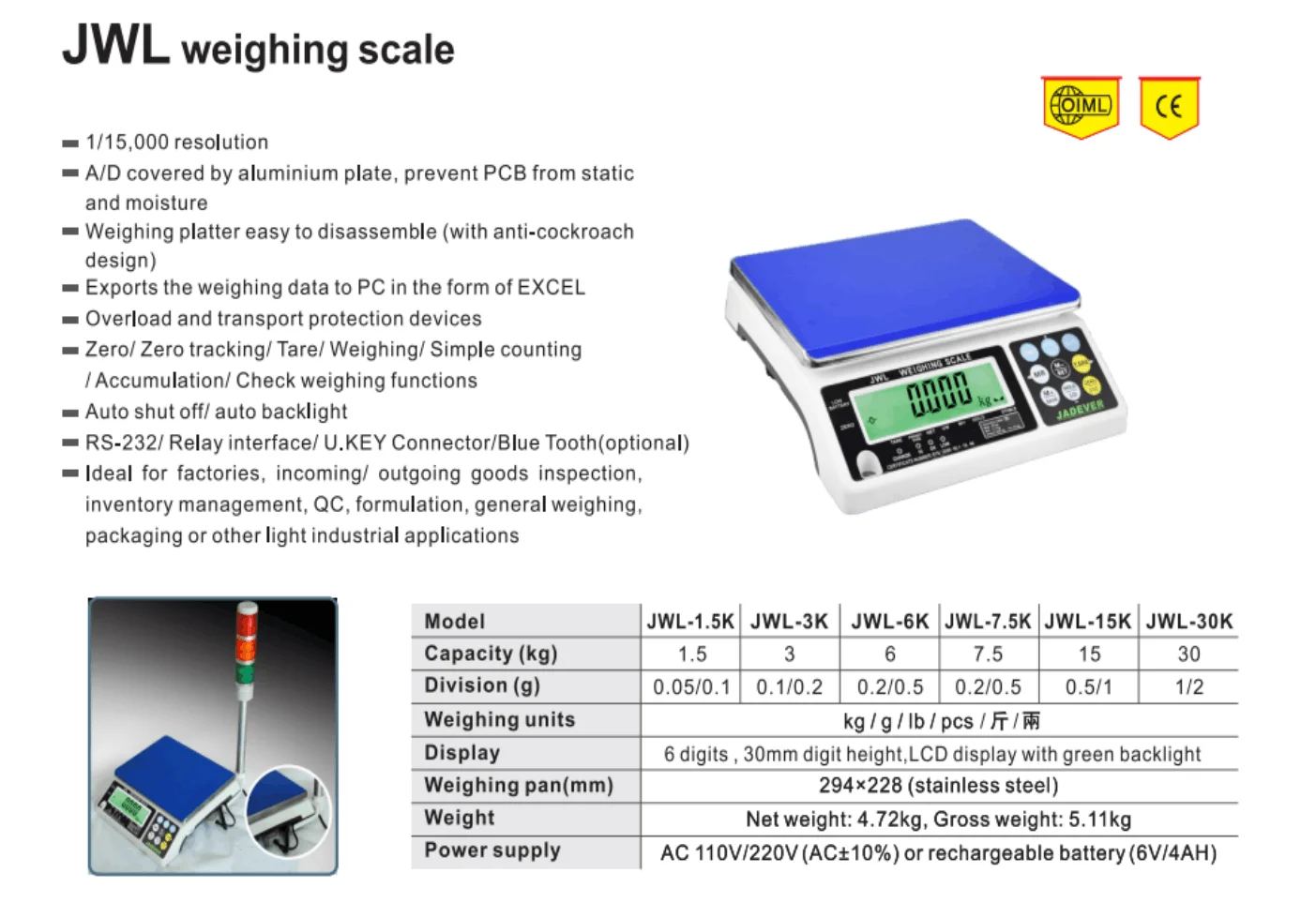 JADEVR Digital Weighing Scales - Precision and Reliability