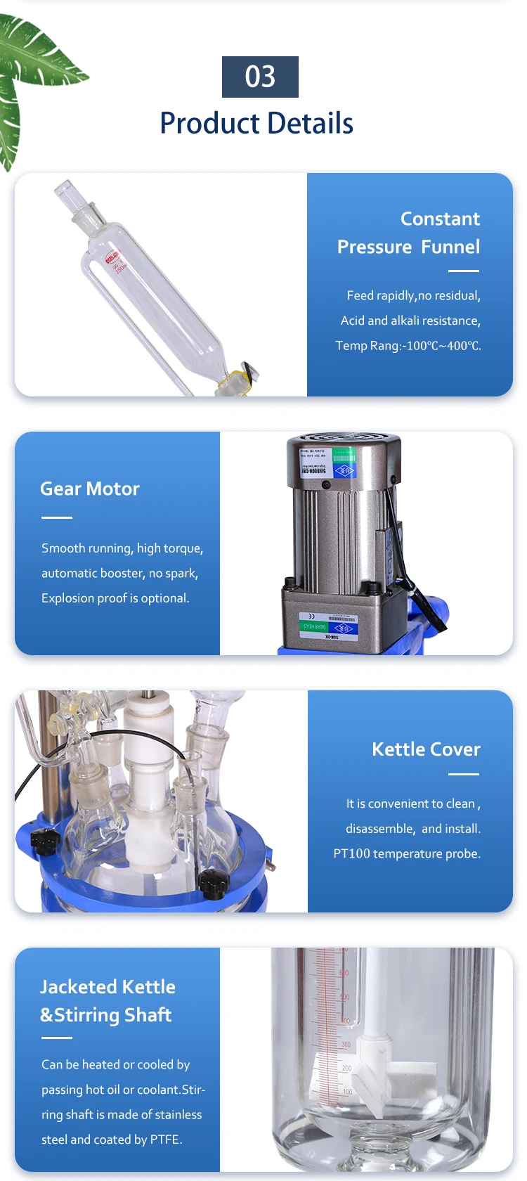 5L Lab Jacketed Chemistry Glass Batch Reactor - High Productivity