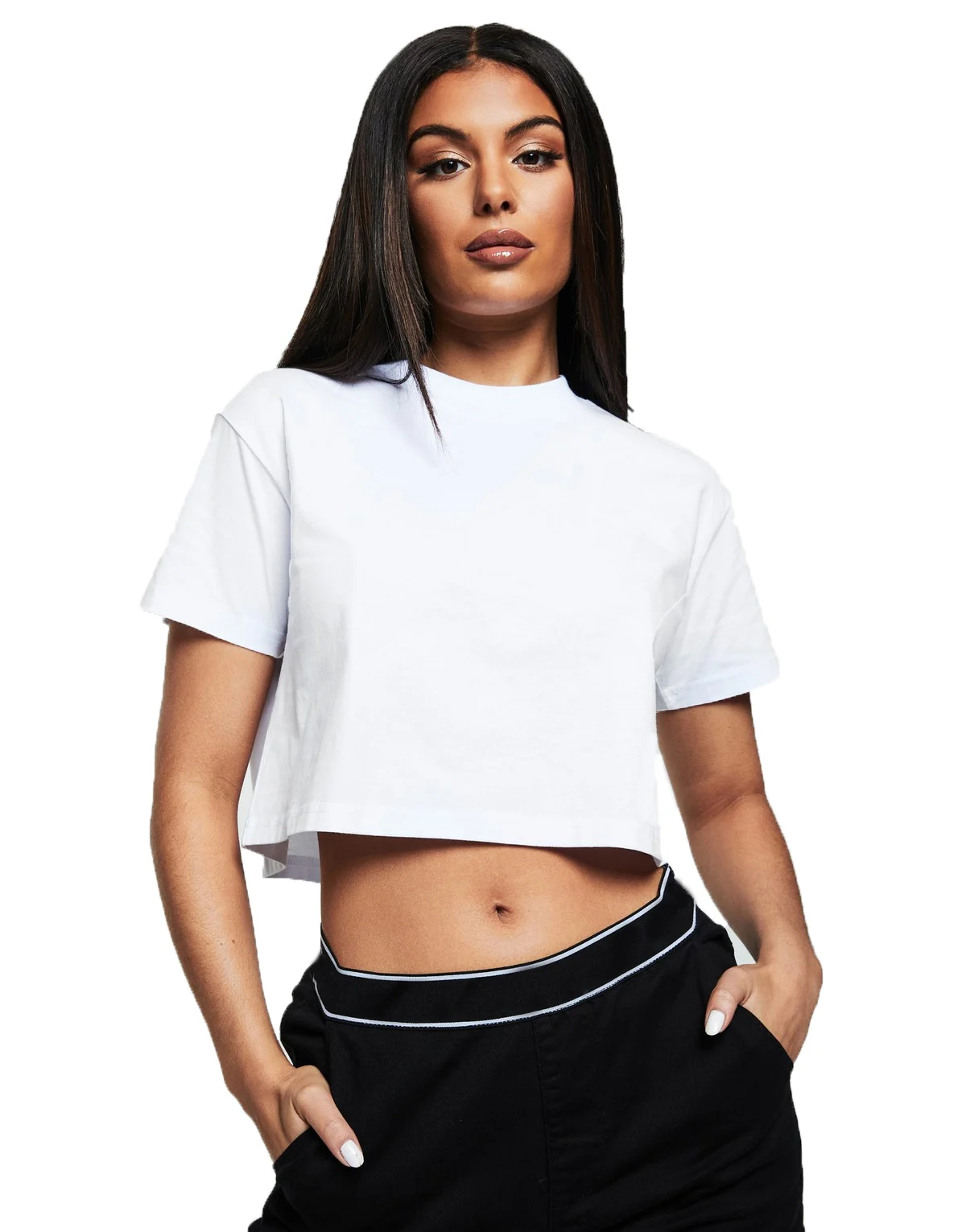 Pima Cotton Midriff T Shirt Dropped Shoulder Crop Top Blank Hem T Shirt ...