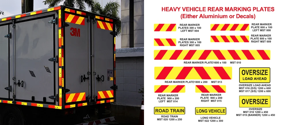 Yellow Red reflective rear marking plates for truck, car safety,warning ...