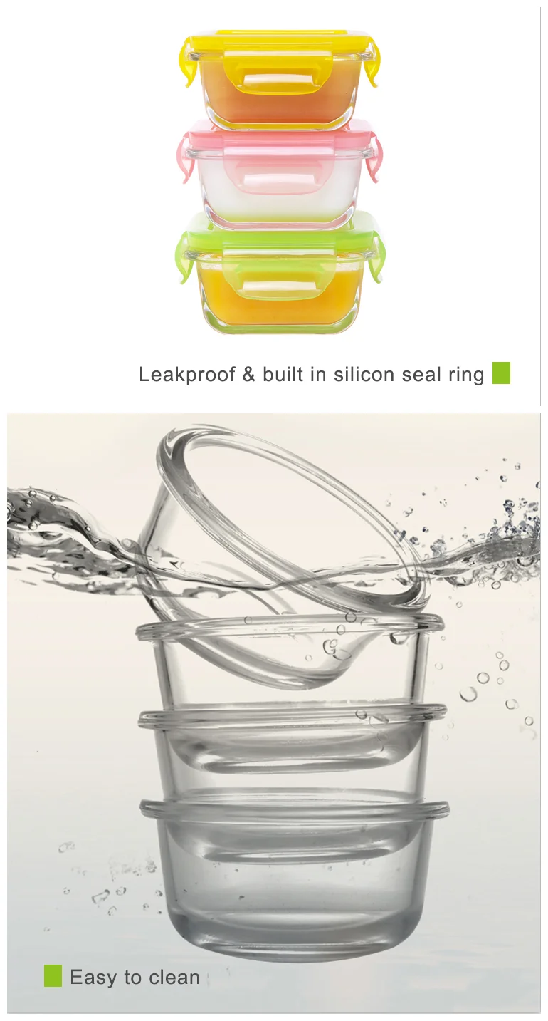 Bpa Free Mini Glass Baby Food Storage Container Lunch Box Microwave ...