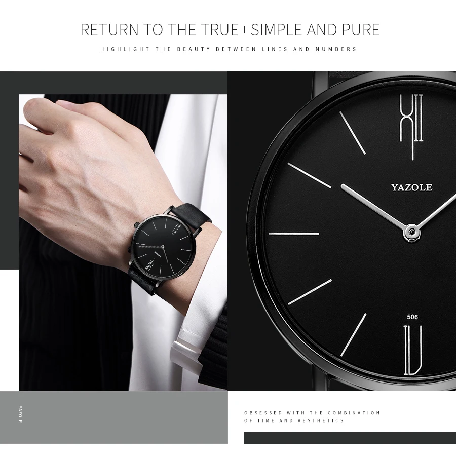 YAZOLE D 506 Men's Quartz Wrist Watch - Minimalist & Waterproof