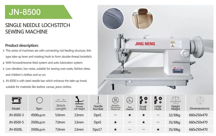 Jn-8500 Flat Bed Lock Stitch Industrial Sewing Machine Garment Industry ...