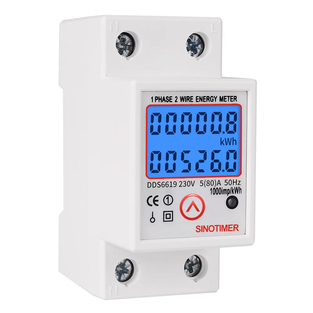 Digital Wattmeter Ac 220v 5(80)a Power Energy Meter Din Rail Kwh ...