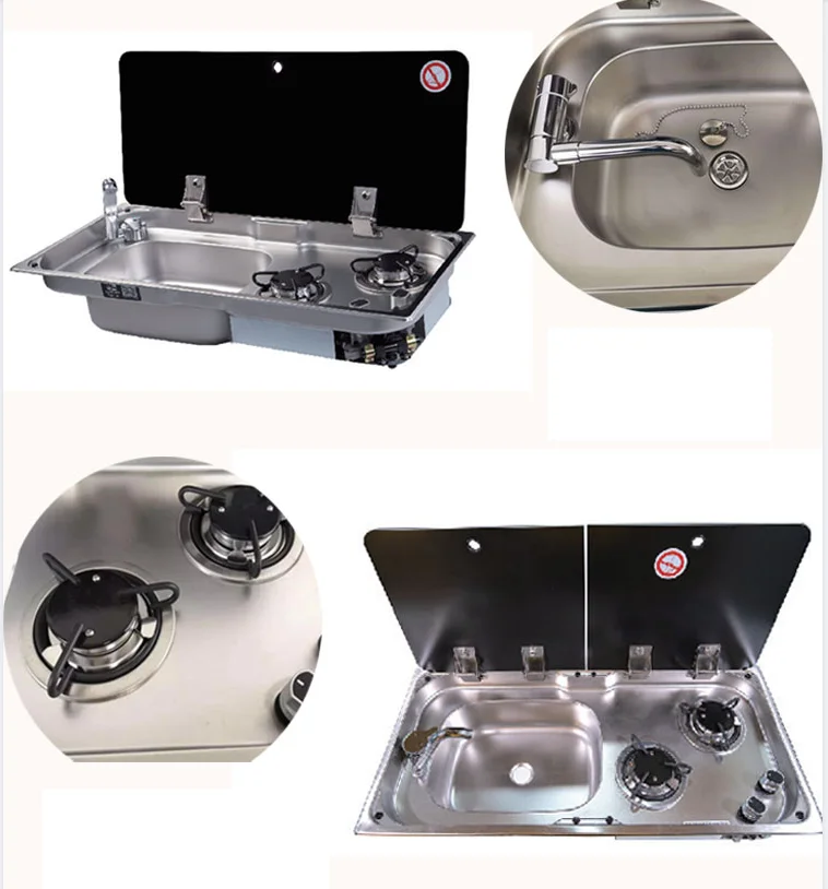 Hot Sales RV Cooker Gas Built-in 2 Burner Camping Gas Stove With Sink ...