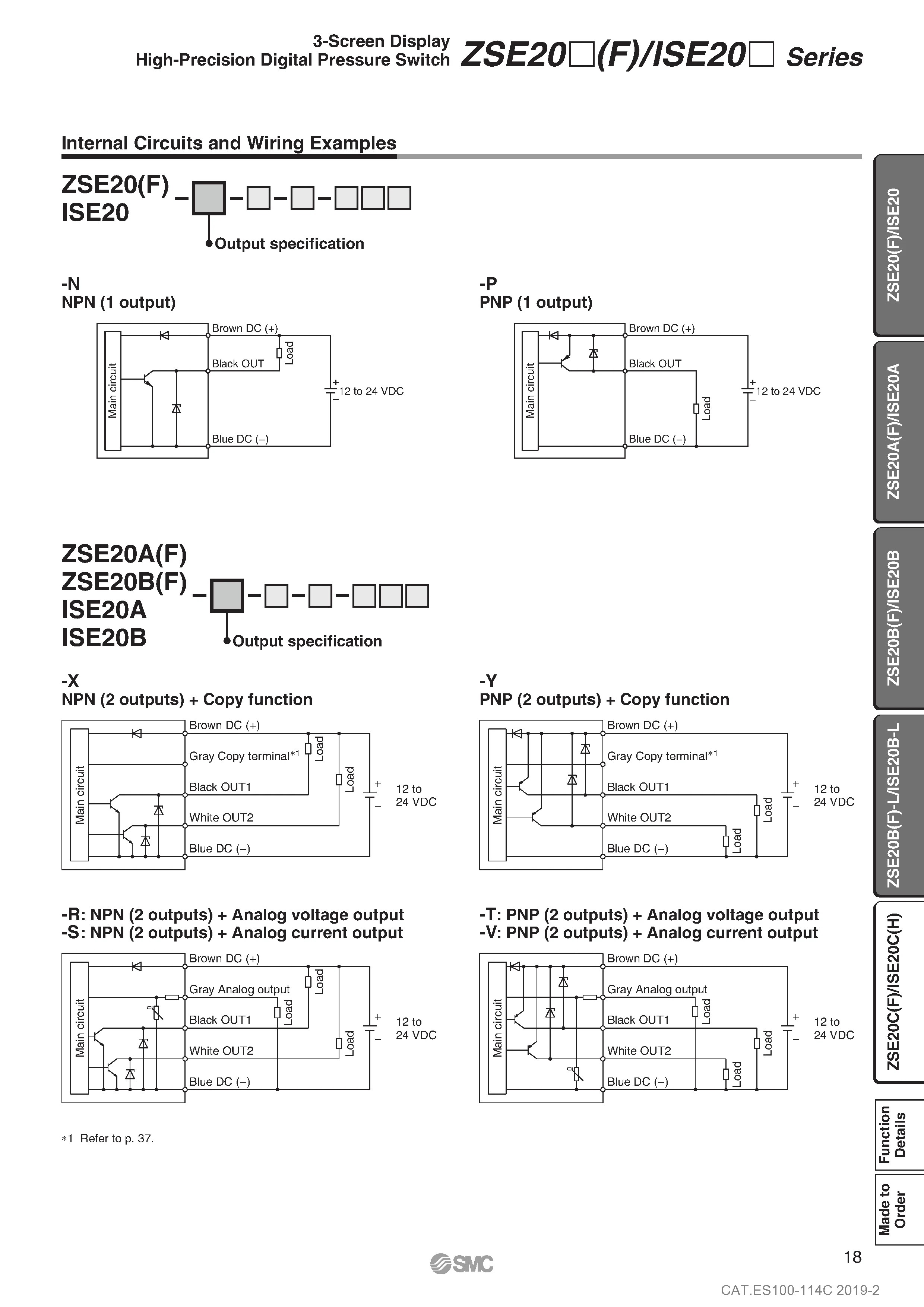 SMC ZSE20(F) 3-Screen Display High-Precision Digital Pressure Switch ...