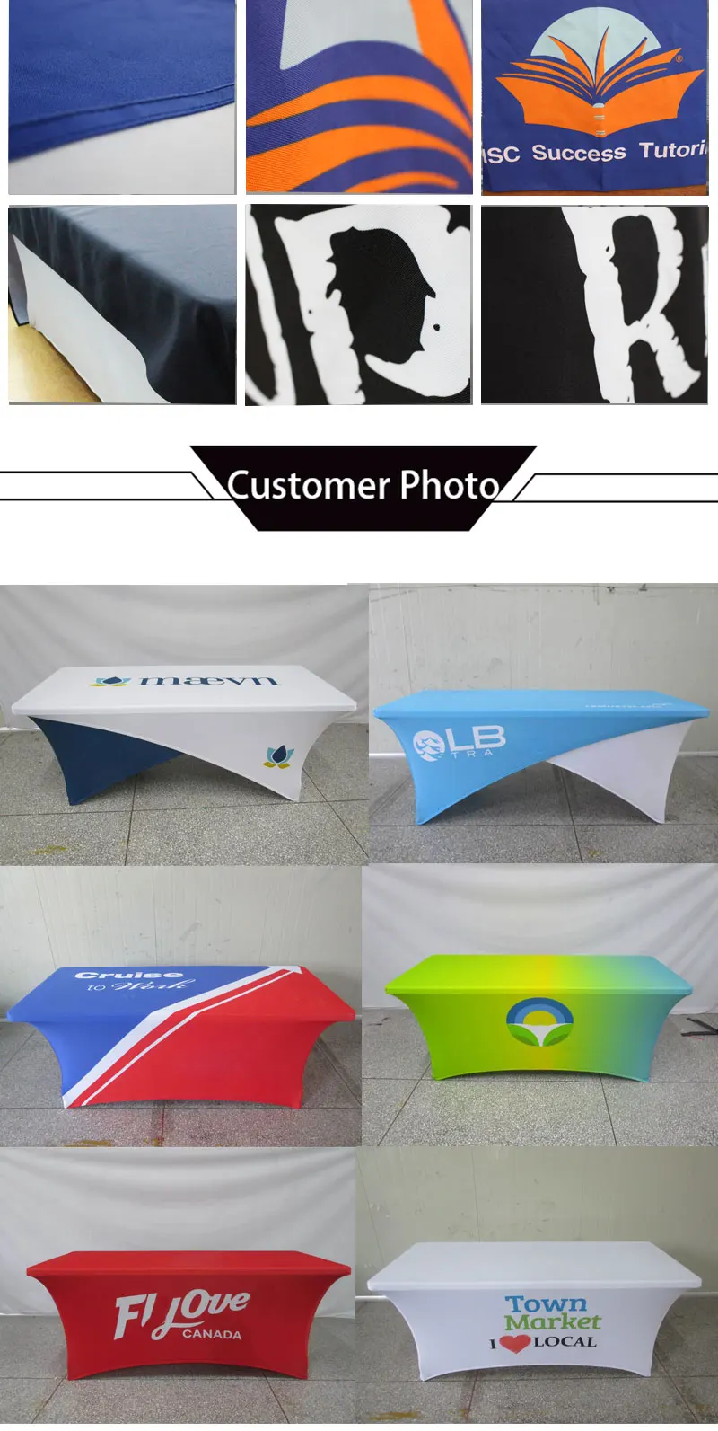Custom Printed Fitted Stretch Rectangular Spandex Table Cover With Logo ...
