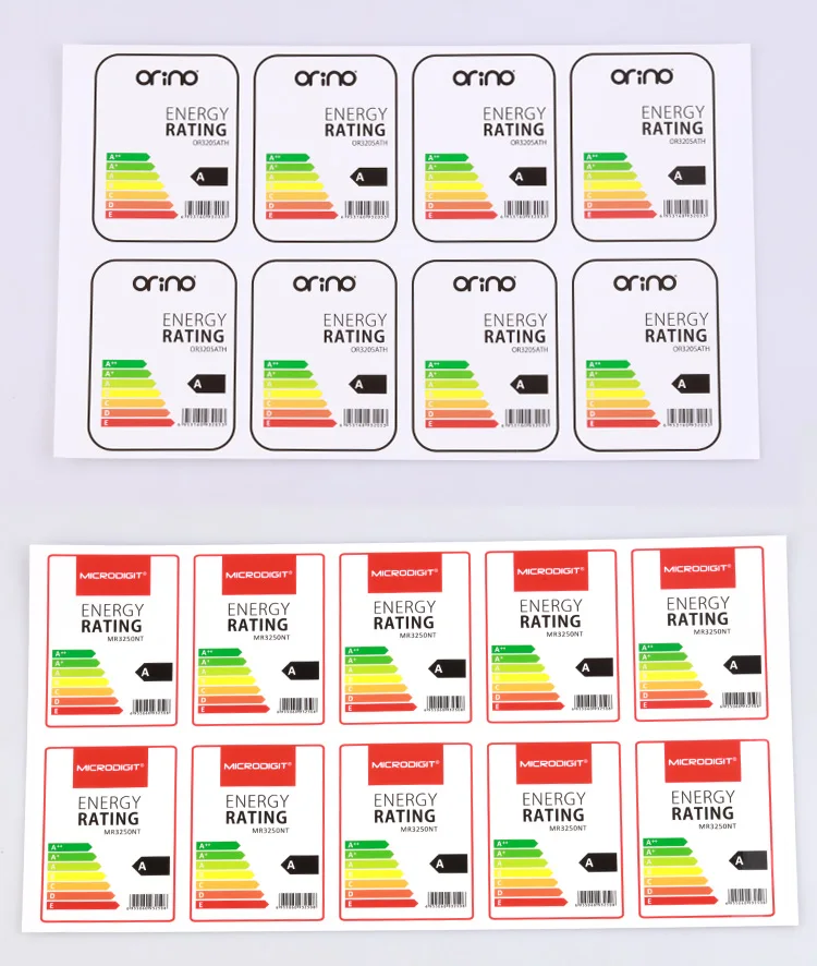 Custom Self Adhesive Energy Saving Efficiency Label Energy Rating ...