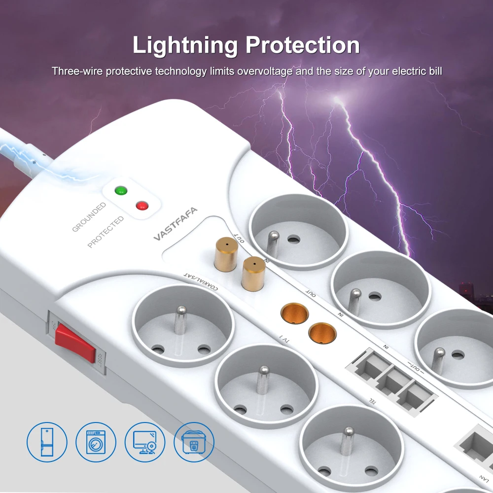 8 Outlet Power Bar Cyberpower Surge Protector Power Strip With ...