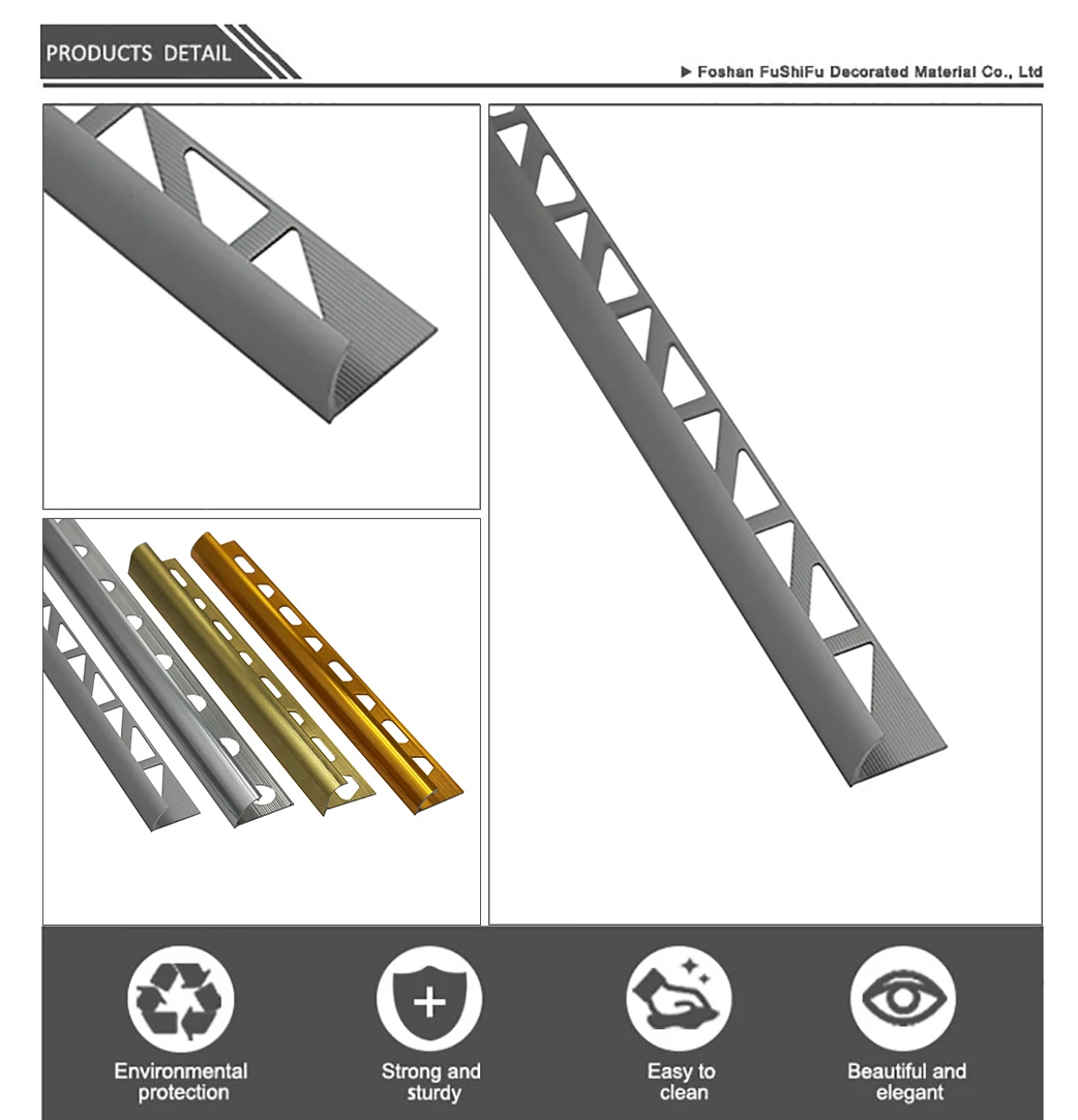 Wall Tile Edging Aluminum Trim 1/4 Round Corner Profile - Buy Aluminum ...