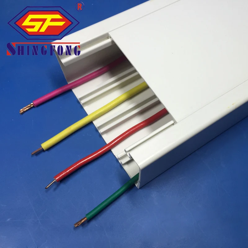 Electrical 100x50mm Pvc Trunking 3 Compartments Pvc Cable Trunking With ...